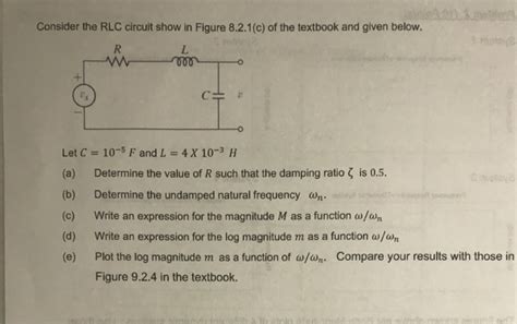 Solved Consider The RLC Circuit Show In Figure C Of Chegg
