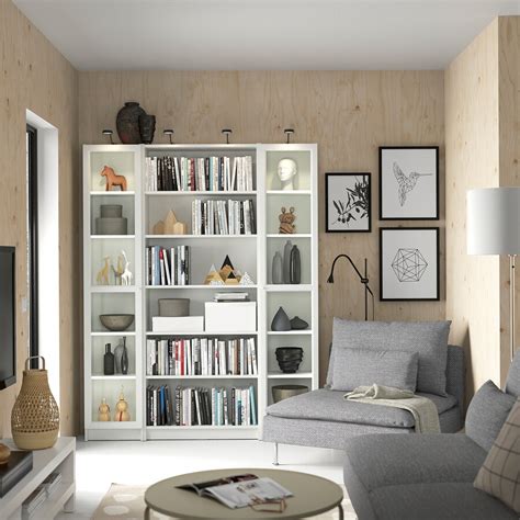 Billy Oxberg Bookcase Combination With Glass Doors White 160x202 Cm
