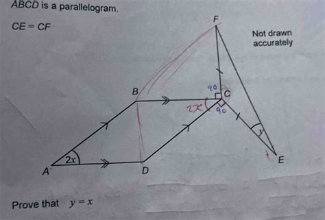 Solved Abcd Is A Parallelogram Prove That Y X [math]