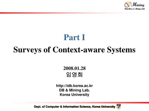 Ppt Part I Surveys Of Context Aware Systems Powerpoint Presentation