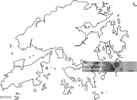 Hong Kong Map Outline White Background High Res Vector Graphic Getty