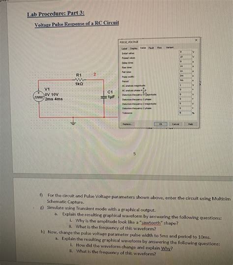 lab procedure part 3 voltage pulse response of a rc
