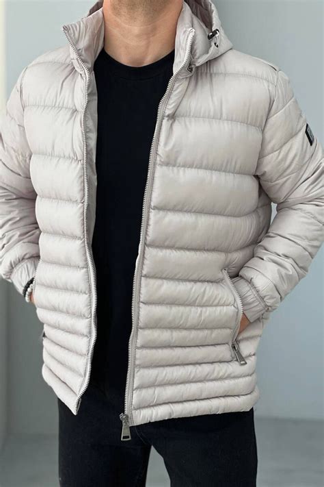 Simple Men Puffer Jacket Beigebezhe Puffer Jacket Klaudio Fashion Ga 317