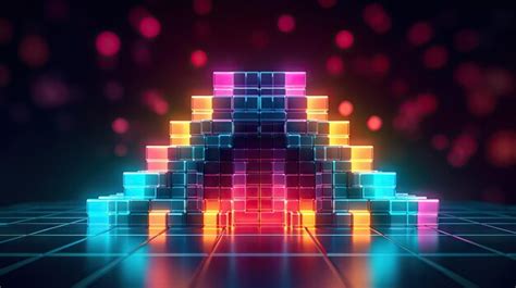Premium Ai Image 3d Render Abstract Geometric Neon Background