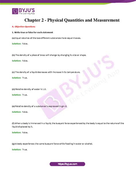 Icse Class 8 Physics Selina Solution Chapter 2 Physical Quantities And Measurement Chapter 2
