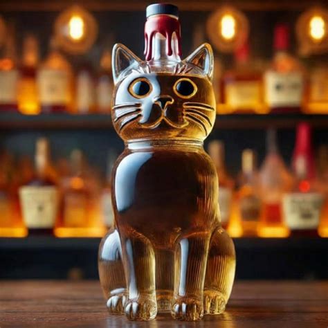 Cat Whiskey Decanter Handcrafted Glass Unique Bourbon And Scotch T