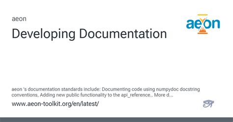 Developing Documentation Aeon 120 Documentation