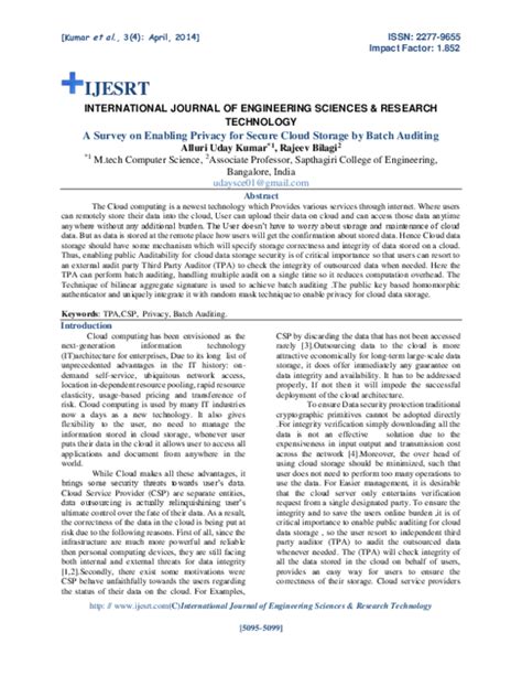 Pdf A Survey On Enabling Privacy For Secure Cloud Storage By Batch
