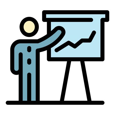 Man And Flipchart Icon Color Outline Vector 15889502 Vector Art At Vecteezy