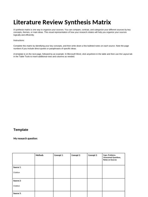 Lit Review Synthesis Matrix Word Pdf Machine Learning Influenza