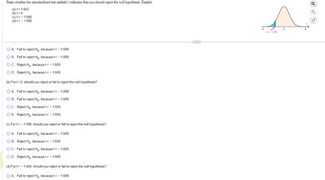 solved state whether the standardized test statistic t