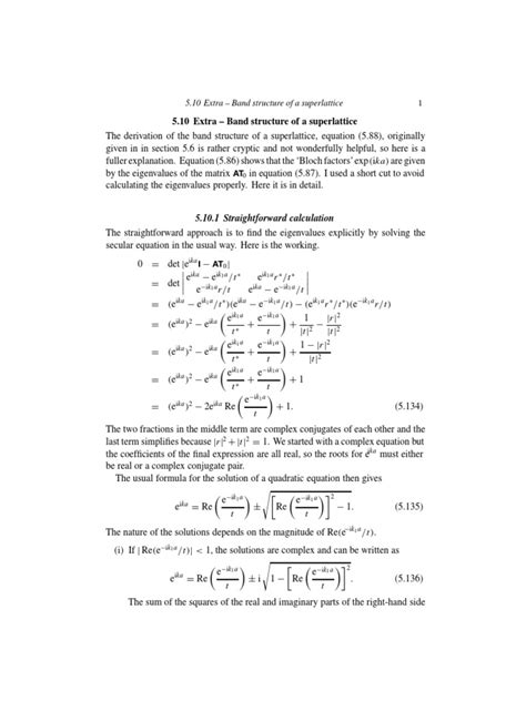 510 Extra Band Structure Of A Superlattice Pdf Eigenvalues And