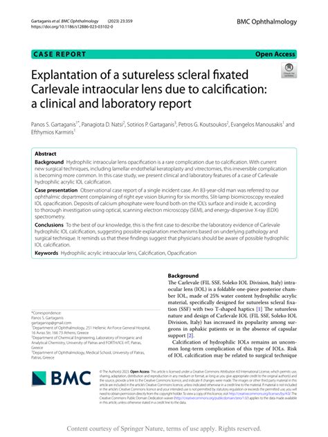 Pdf Explantation Of A Sutureless Scleral Fixated Carlevale Intraocular Lens Due To