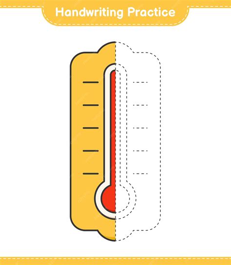 필기 연습 온도계 교육용 어린이 게임 인쇄용 워크 시트의 추적 선 프리미엄 벡터