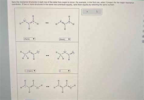 Solved Rank The Resonance Structures In Each Row Of The