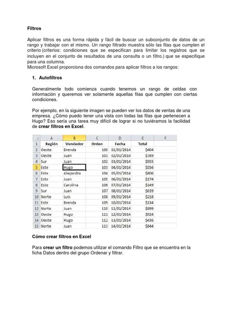 Filtros En Excel Pdf Microsoft Excel Informática