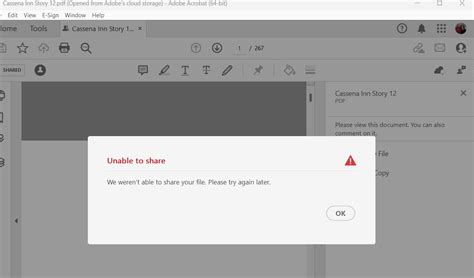 Im Getting An Error Message Unable To Share Fro Adobe Product