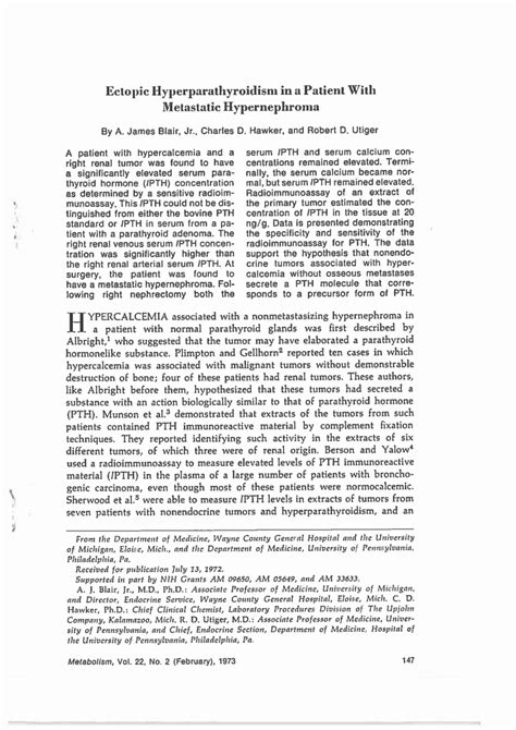 Pdf Ectopic Hyperparathyroidism In A Patient With Metastatic