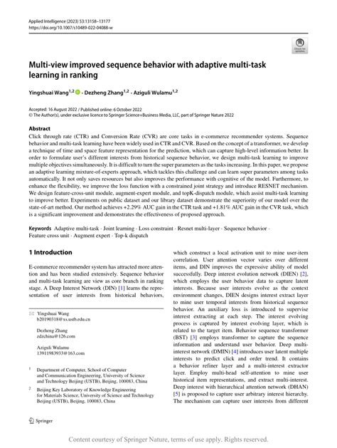 Multi View Improved Sequence Behavior With Adaptive Multi Task Learning