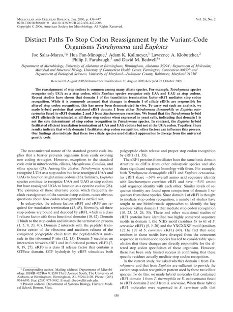 pdf distinct paths to stop codon reassignment by the variant code