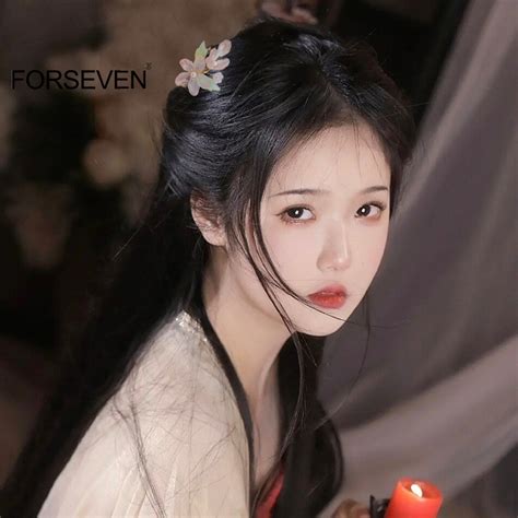 Badu Bg Розови бели лилави стъклени цветя Фиби и щипки за жени Момичета Hanfu Рокля Оформяне на