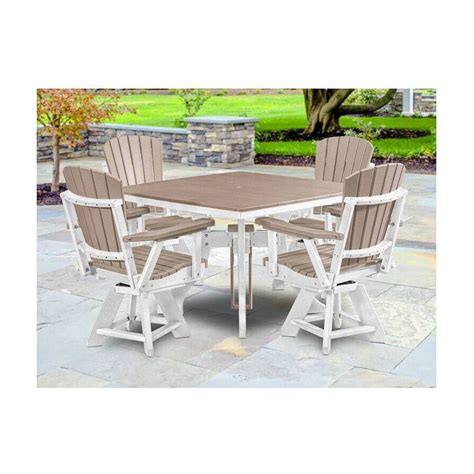 Homestock Weatherwood Five Piece Square Dining Height Set With White