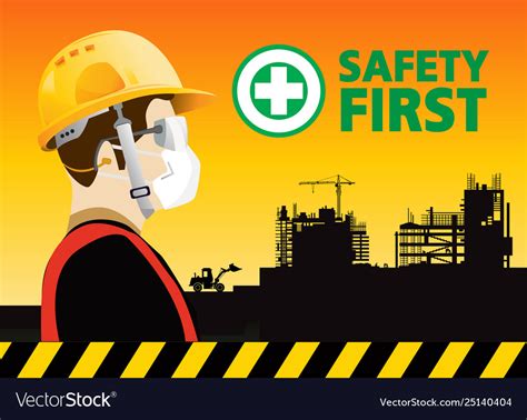Safety Equipment Construction Concept Yellow Vector Image