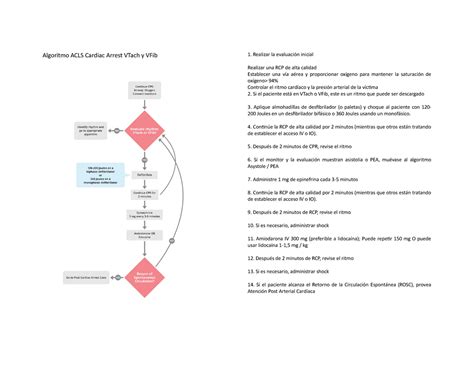 Algoritmos AHA Algoritmo Aha Algoritmo ACLS Cardiac Arrest VTach Y VFib 1 Realizar La Studocu