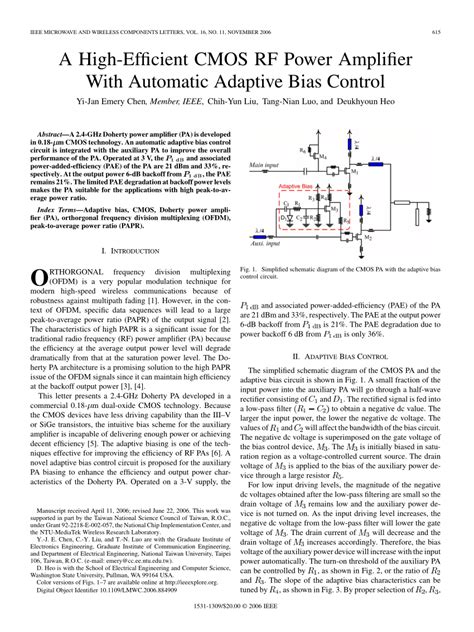 Cmos Rf Power Amplifier Design Approaches For Wireless Communications