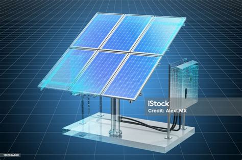 태양 전지 패널 청사진의 시각화 3d Cad 모델 3d 렌더링 컴퓨터 보조 설계에 대한 스톡 사진 및 기타 이미지 컴퓨터 보조 설계 태양전지판 0명 Istock