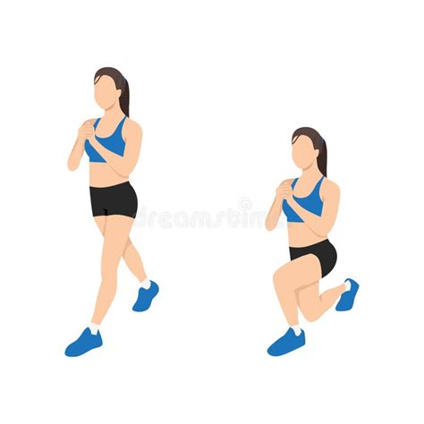 Man Doing Split Alternating Squat Jumps Exercise Stock Vector