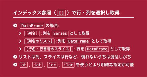 Pandasのインデックス指定で行・列を抽出 Notenkmkme