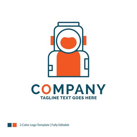 Astronaut Space Spaceman Helmet Suit Logo Design Blue And Orange Brand Name Design Place