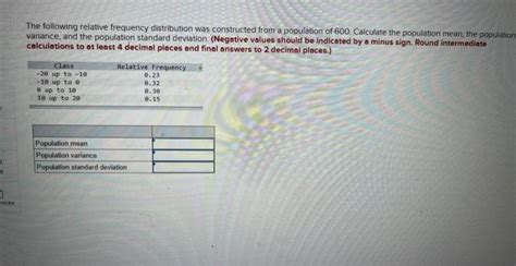 Solved The Following Relative Frequency Distribution Was