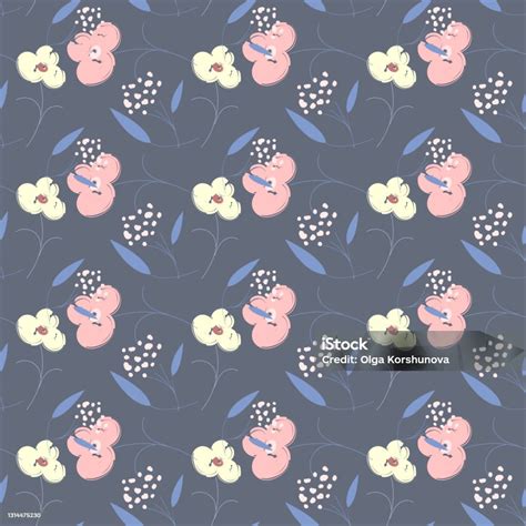 작은 꽃에 심플한 귀여운 패턴 초라한 세련된 밀레플뢰르 드레스 제조 배경 화면 인쇄 선물 랩 및 스크랩 북을위한 꽃 원활한 배경 0명에 대한 스톡 벡터 아트 및 기타 이미지