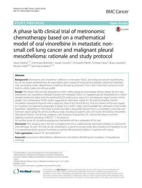 Pdf A Phase Iaib Clinical Trial Of Metronomic Chemotherapy Based On A Mathematical Model Of