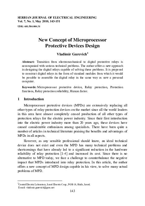 Pdf New Concept Of Microprocessor Protective Devices Design