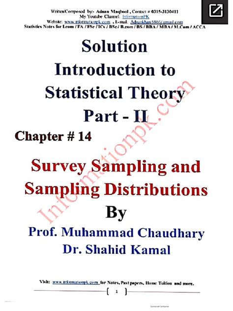 survey sampling and sampling distribution solutions pdf