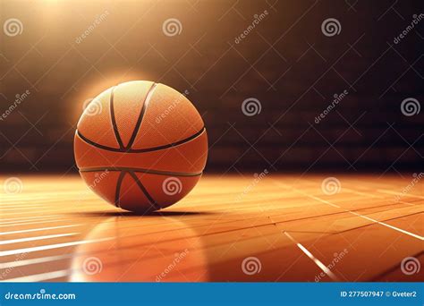 Basketball Ball Lies On The Floor Of The Gym Stock Illustration
