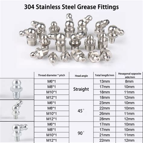 Nipple Grease Fitting M6 M10 Stainless Steel 1 8 Hydraulic