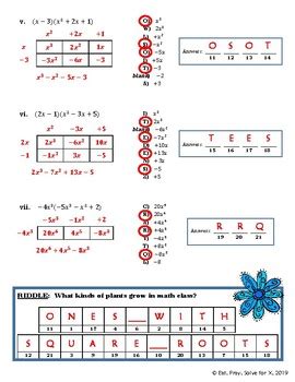 Multiplying Polynomials Special Cases Riddle By EatPraySolveforX
