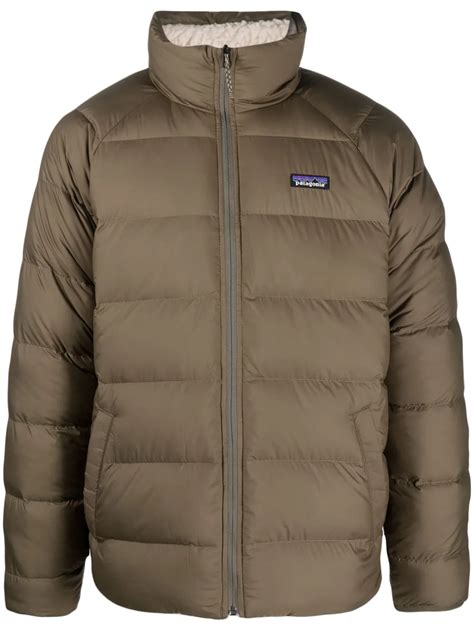 Patagonia Logo Patch Quilted Jacket In Green Modesens