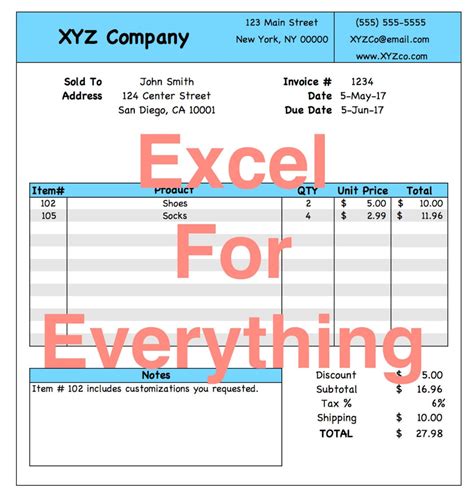 Excel Customer Invoice Template With Automated Calculations Etsy Excel Customer Invoice Template With Automated Calculations Etsy
