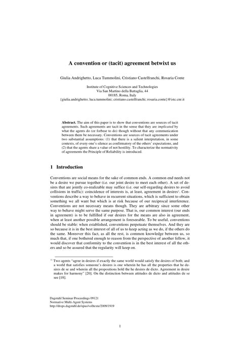 Pdf A Convention Or Tacit Agreement Betwixt Us