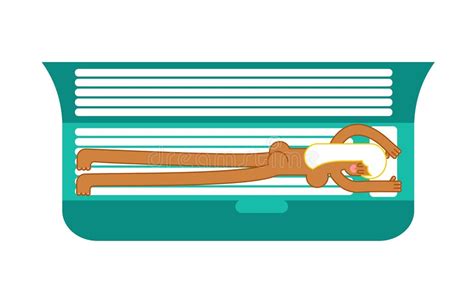 Girl In Solarium Is Horizontal Apparatus For Sunbathing Stock Vector