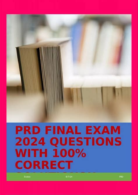 Prd Final Exam 2024 Questions With 100 Correct Solutions Prd Stuvia Us