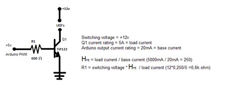 use transistor to control 12v leds schematic help needed general