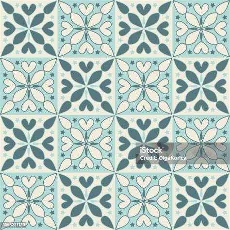 화려한 트렌디 한 디자인 세라믹 타일 블루 민트 파스텔 색상 아랍어 스타일 벡터 일러스트 레이 션 0명에 대한 스톡 벡터 아트