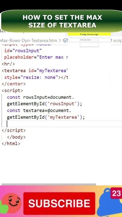 html textarea rows max height set dynamically textarea in html youtube