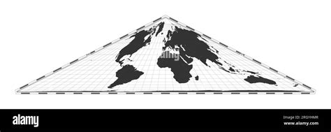 Vector World Map Collignon Equal Area Pseudocylindrical Projection Plain World Geographical